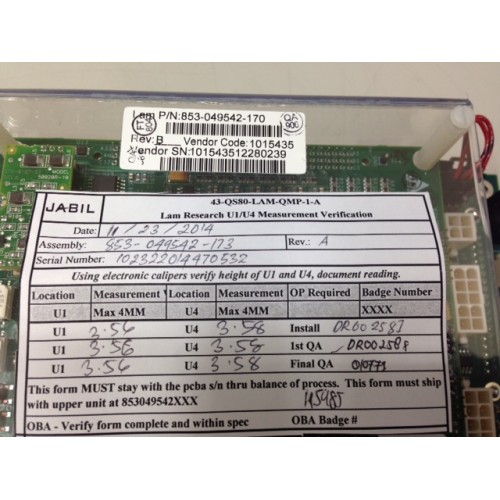 LAM Research 853-049542-170 24-Channel Temperature Control PCB Board Assembly